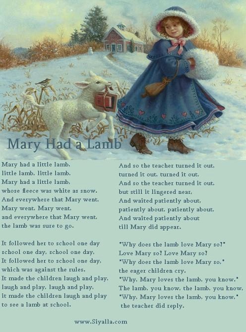Mary Had A Lamb Nursery Rhymes Kids Poems Poems For Kids Best 